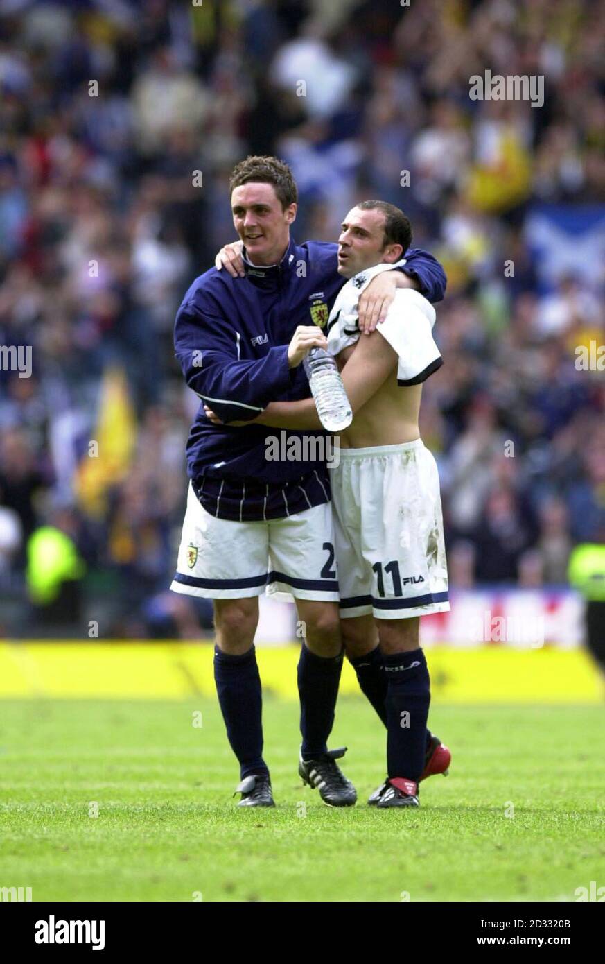 Scotland's Maurice Ross and Colin Cameron at the full time whistle ...