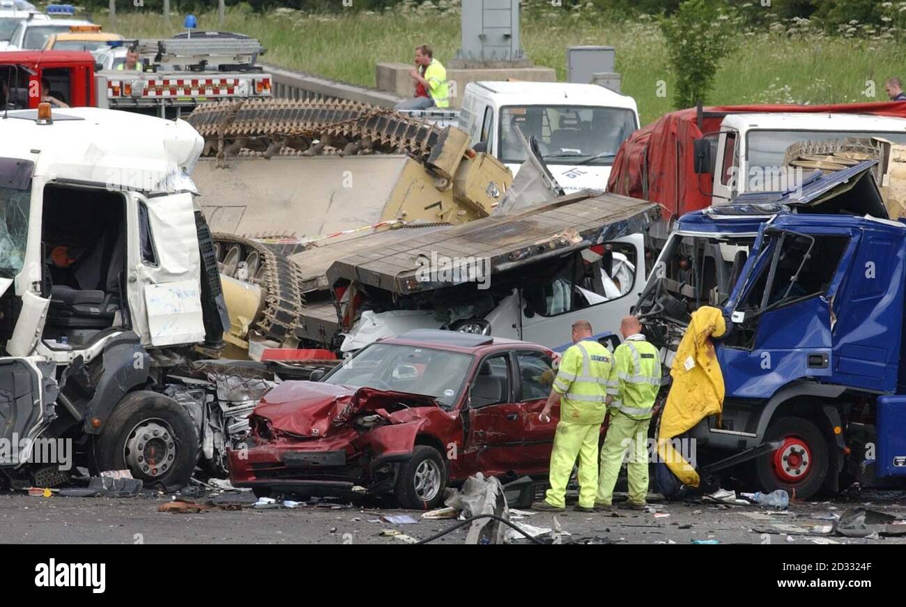The scene on the M1 where four people were killed, in a massive ...