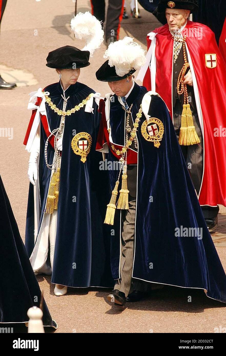 The Princess Royal (left) with the Prince of Wales at her walk down ...