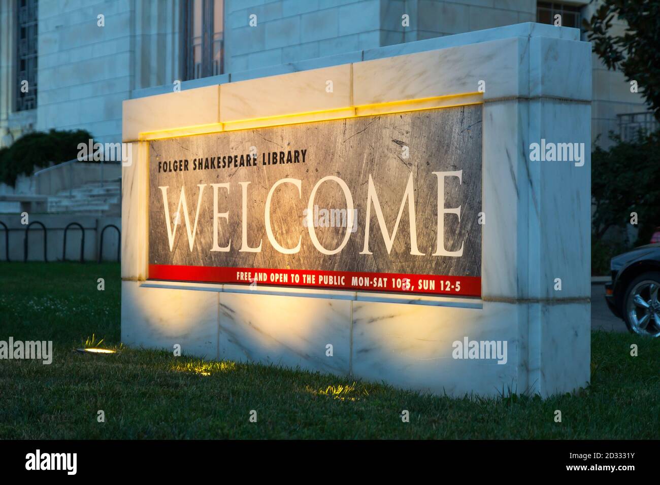 Folger Shakespeare Library stone entrance sign, Washington, D.C, United ...