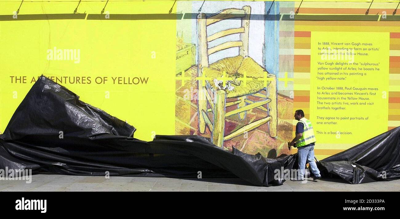 A painted billboard featuring the work of Vincent Van Gogh is unveiled ...