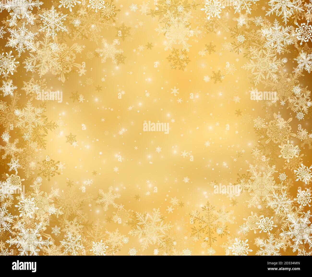 Gold decorative christmas background with snowflakes Stock Photo - Alamy