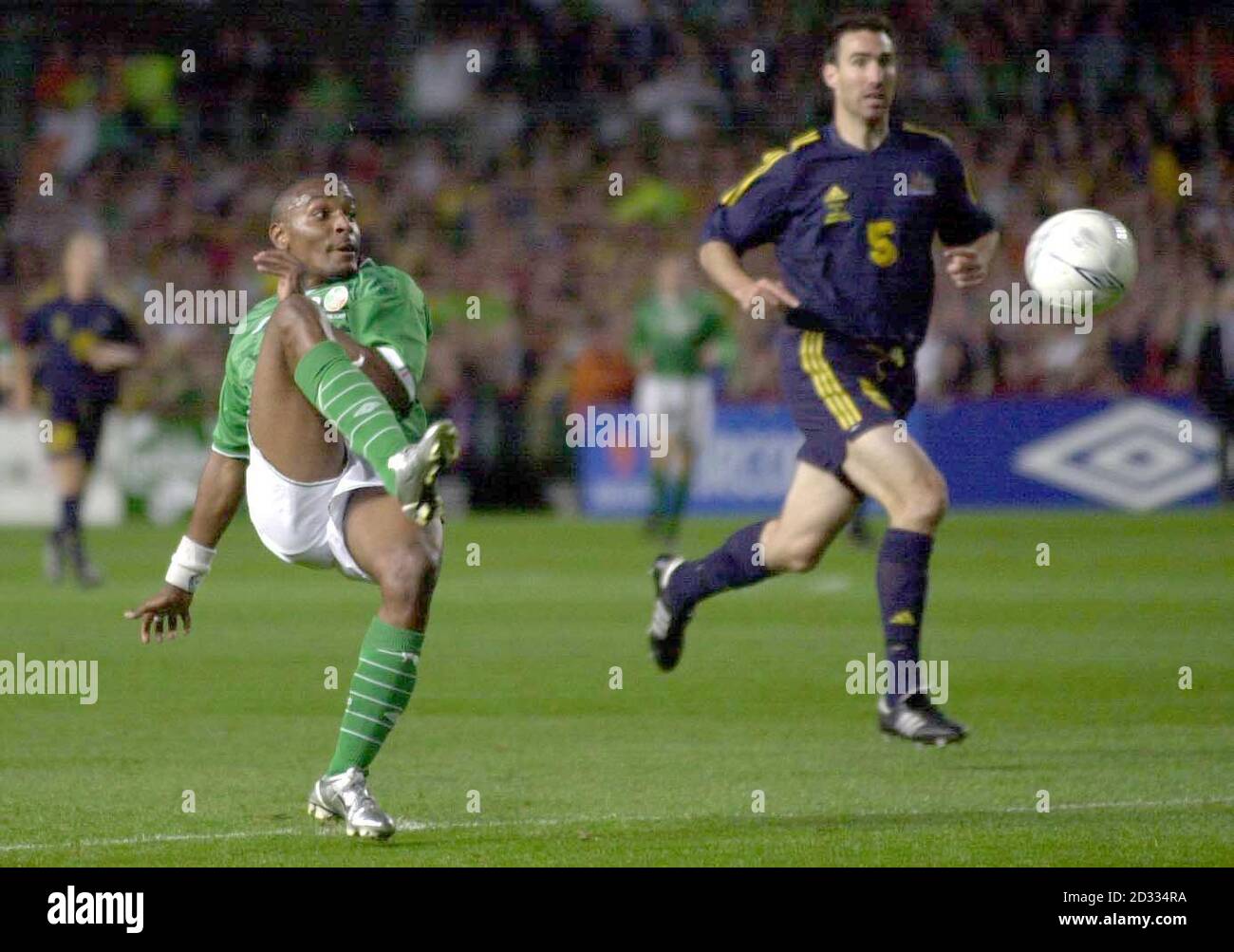 Ireland's Clinton Morrison (left) scores Ireland's second goal against ...