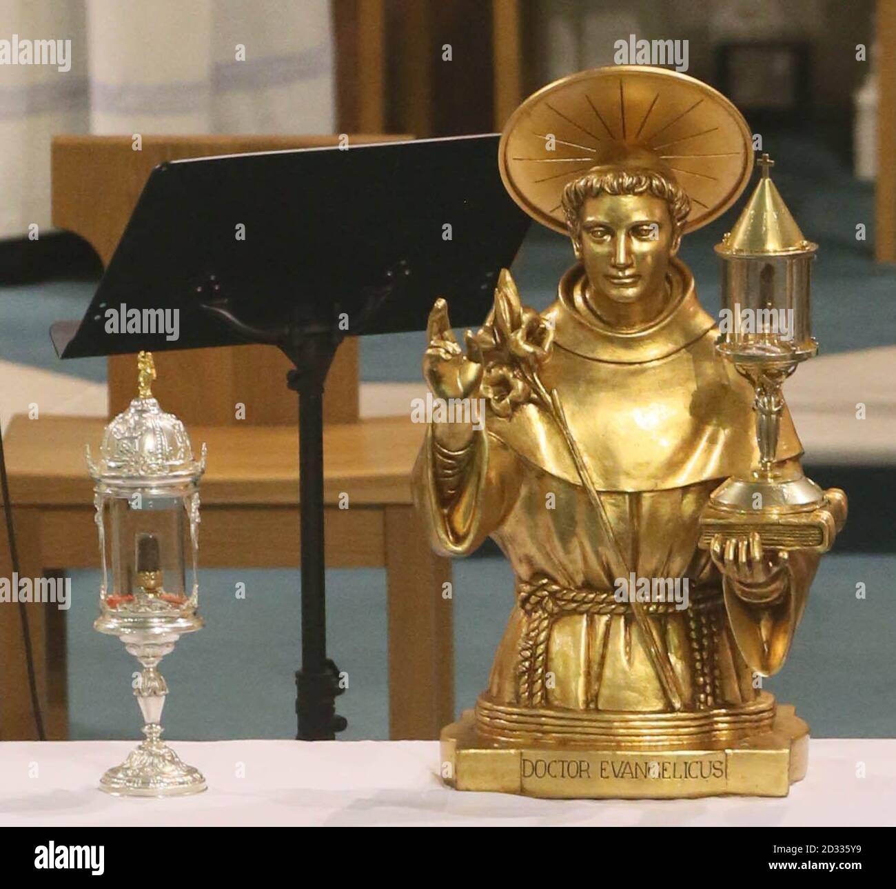 The relics of St Anthony of Padua on the altar in the Church of the Visitation, in Fairview ...