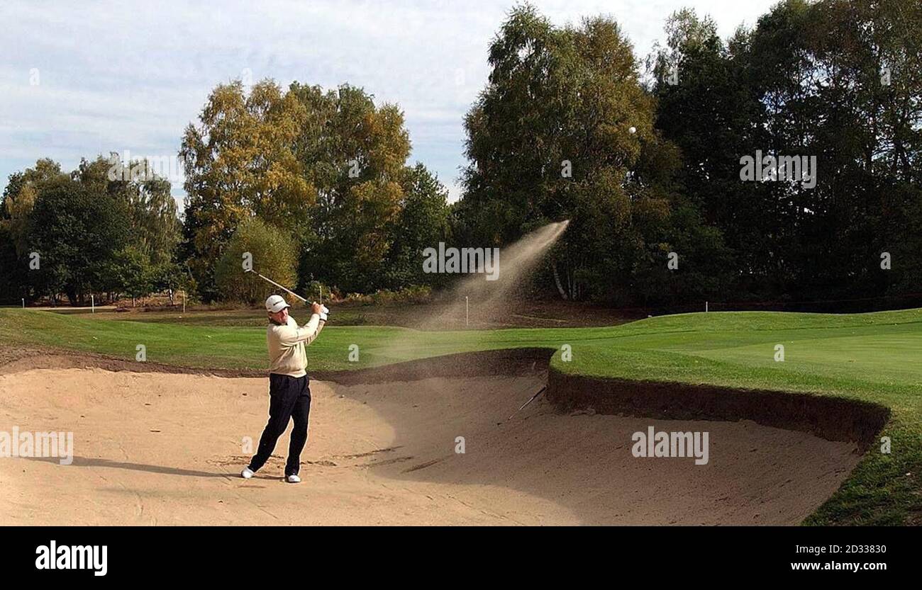 USA's Len Mattiace, hits out of a greenside bunker on the 5th hole ...