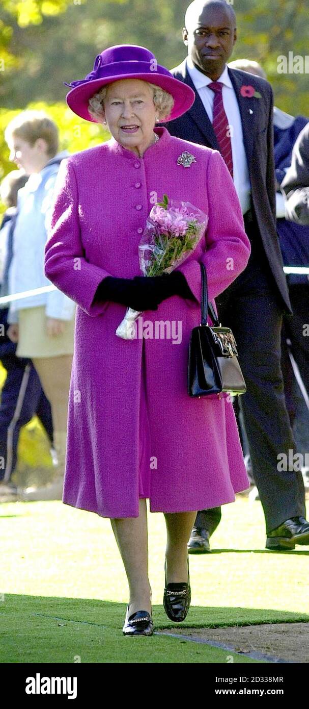 Queen Elizabeth II after unveiling a bronze equestrian statue depicting ...