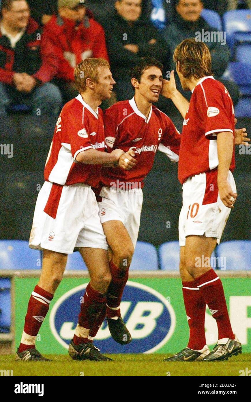 Nottingham Forest's John Thompson (centre) celebrates his equaliser ...
