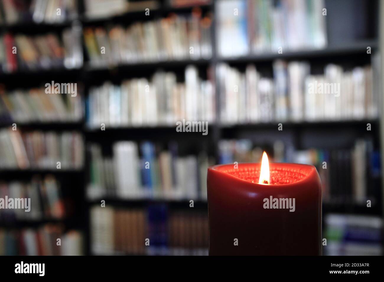 small library with candle as inteklectual background Stock Photo - Alamy