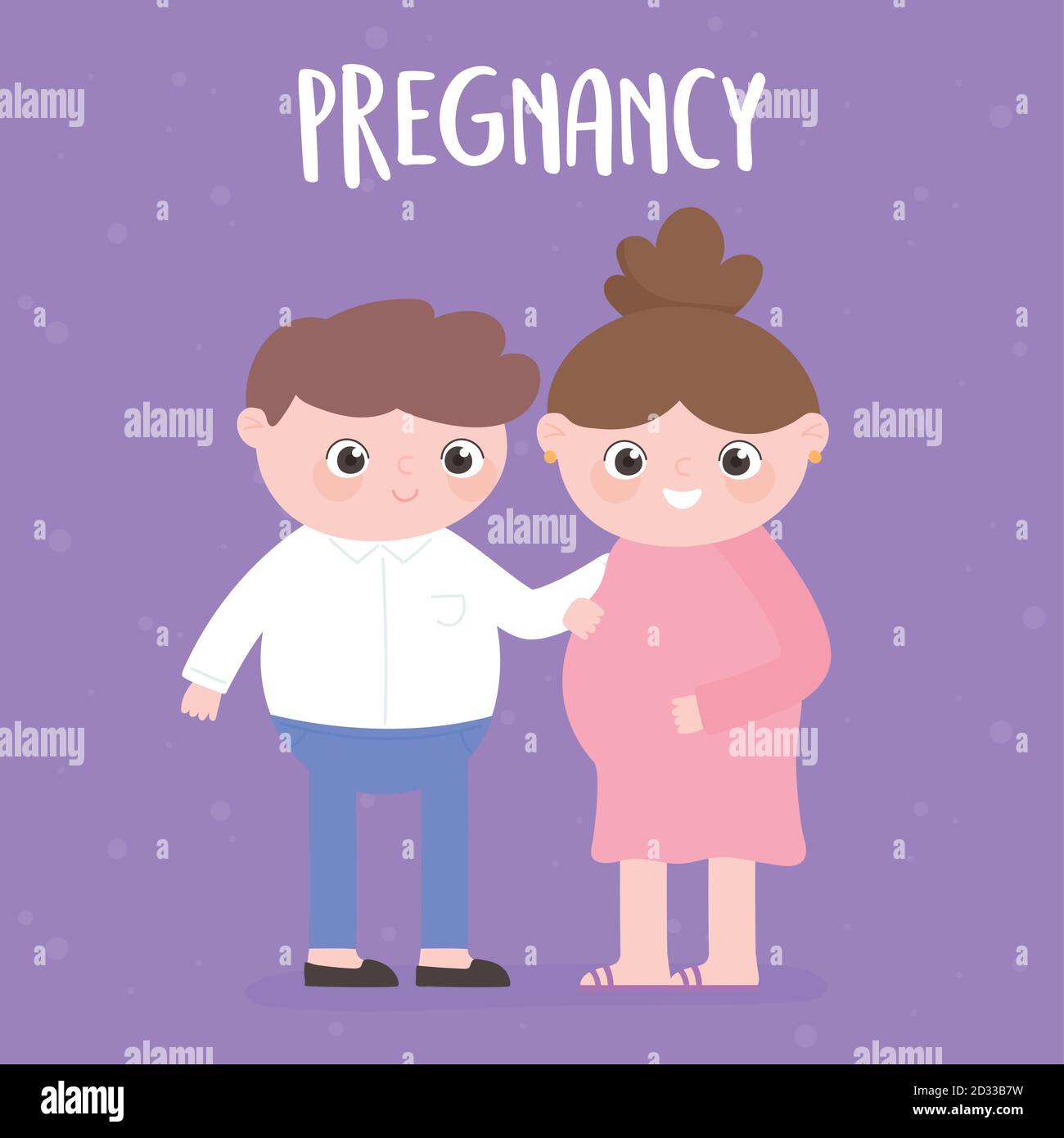 pregnancy and maternity, pregnant woman and father together cartoon ...