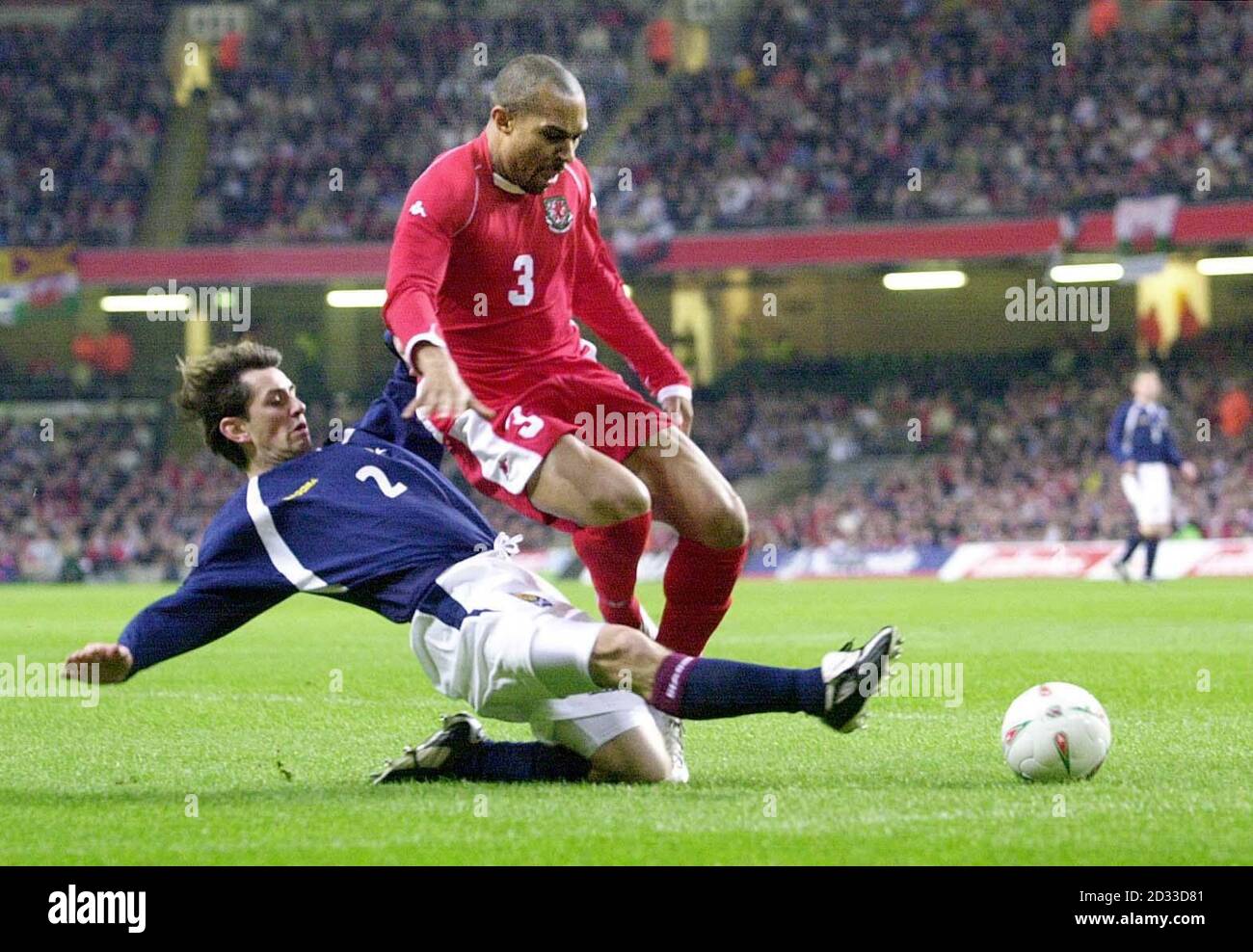 Wales' Danny Gabbidon intercepts Scotlands Jackie McNamara, during the ...
