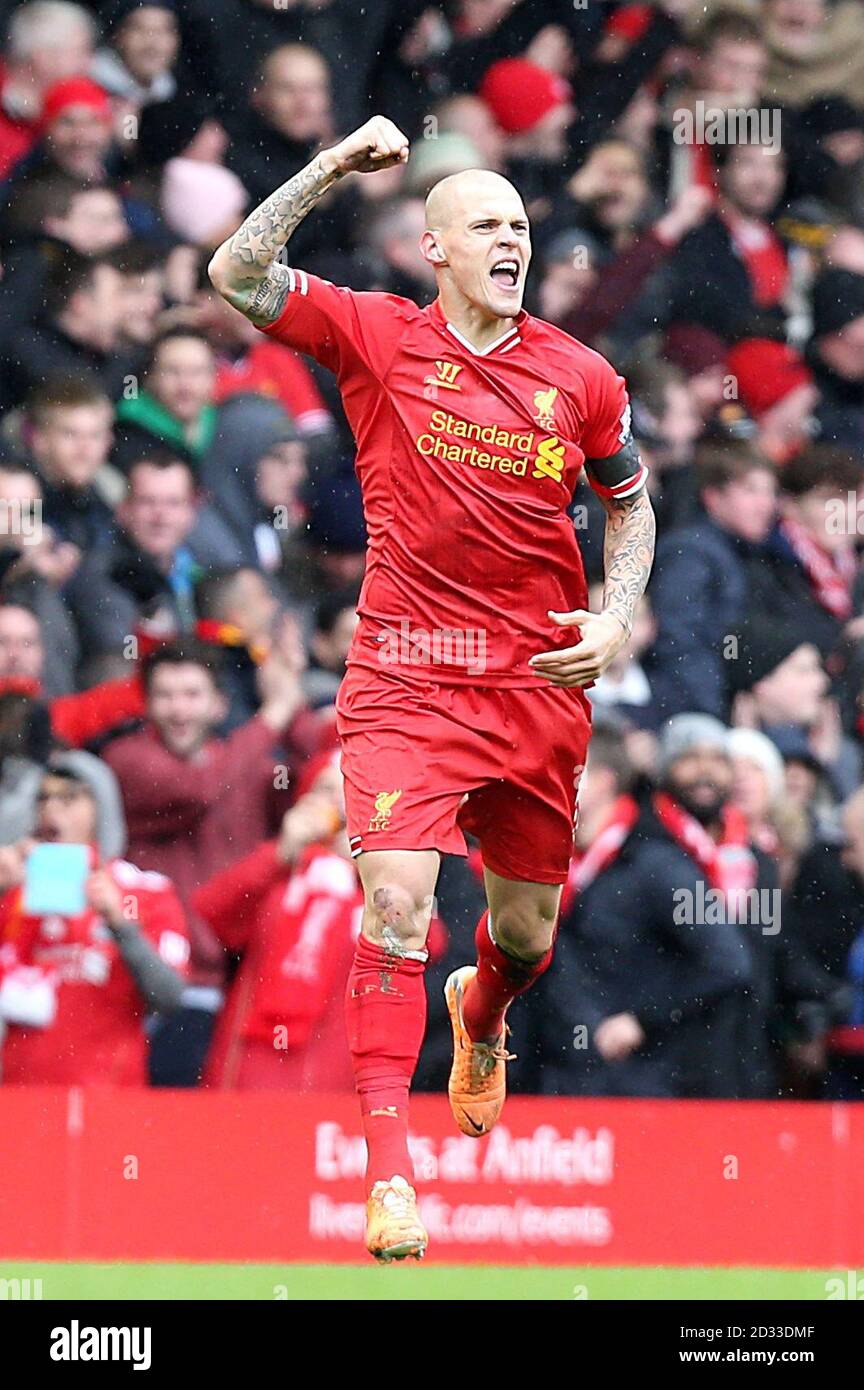 Liverpool's Martin Skrtel celebrates scoring his teams opening goal ...