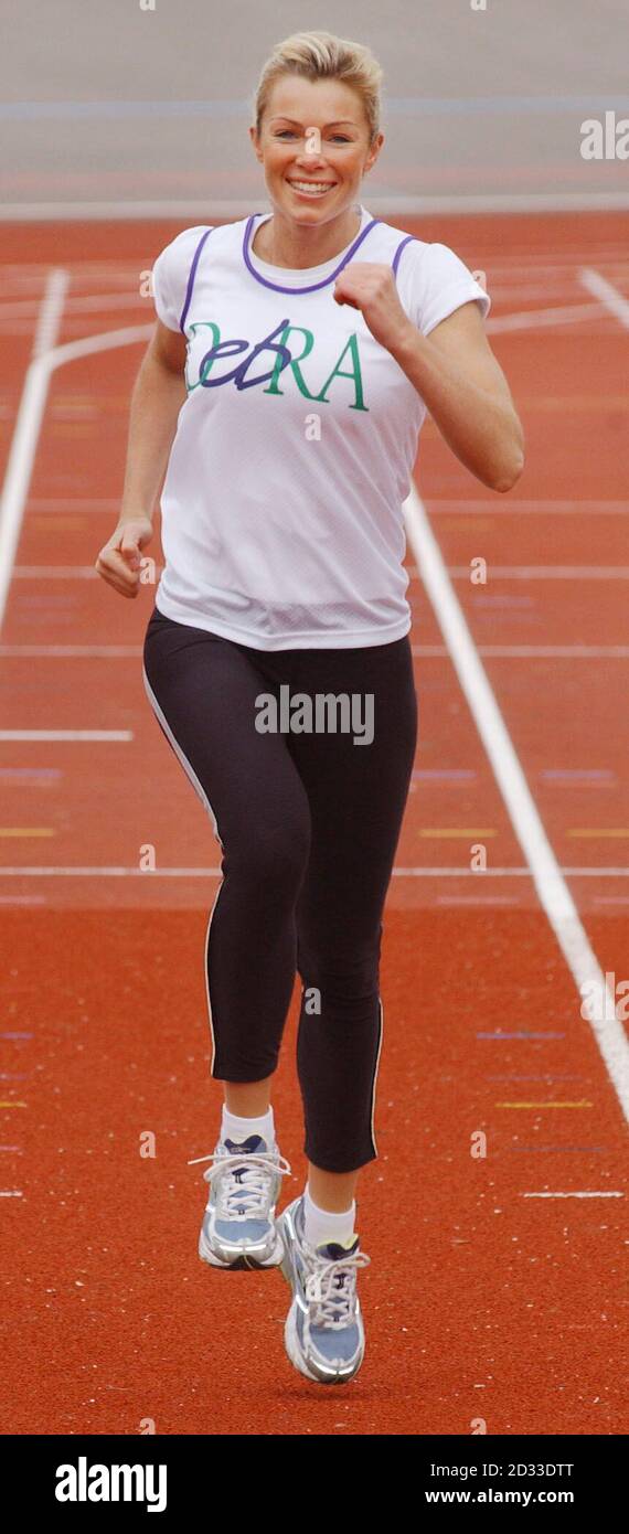 Model Nell McAndrew in training at Reading's Palmer Park Stadium, in ...