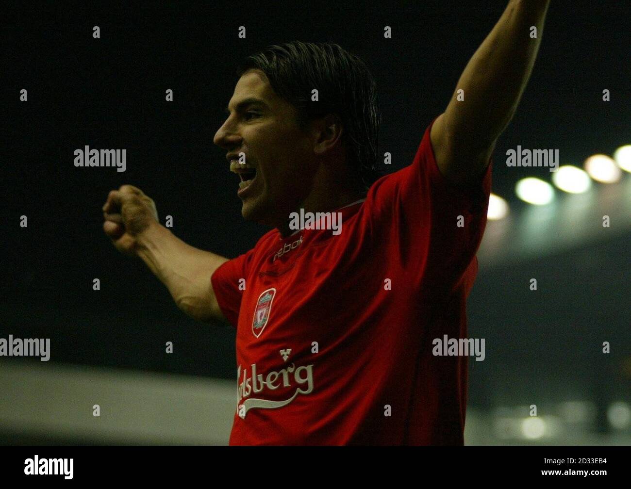 Liverpool's Milan Baros celebrates after scoring against Marseille ...