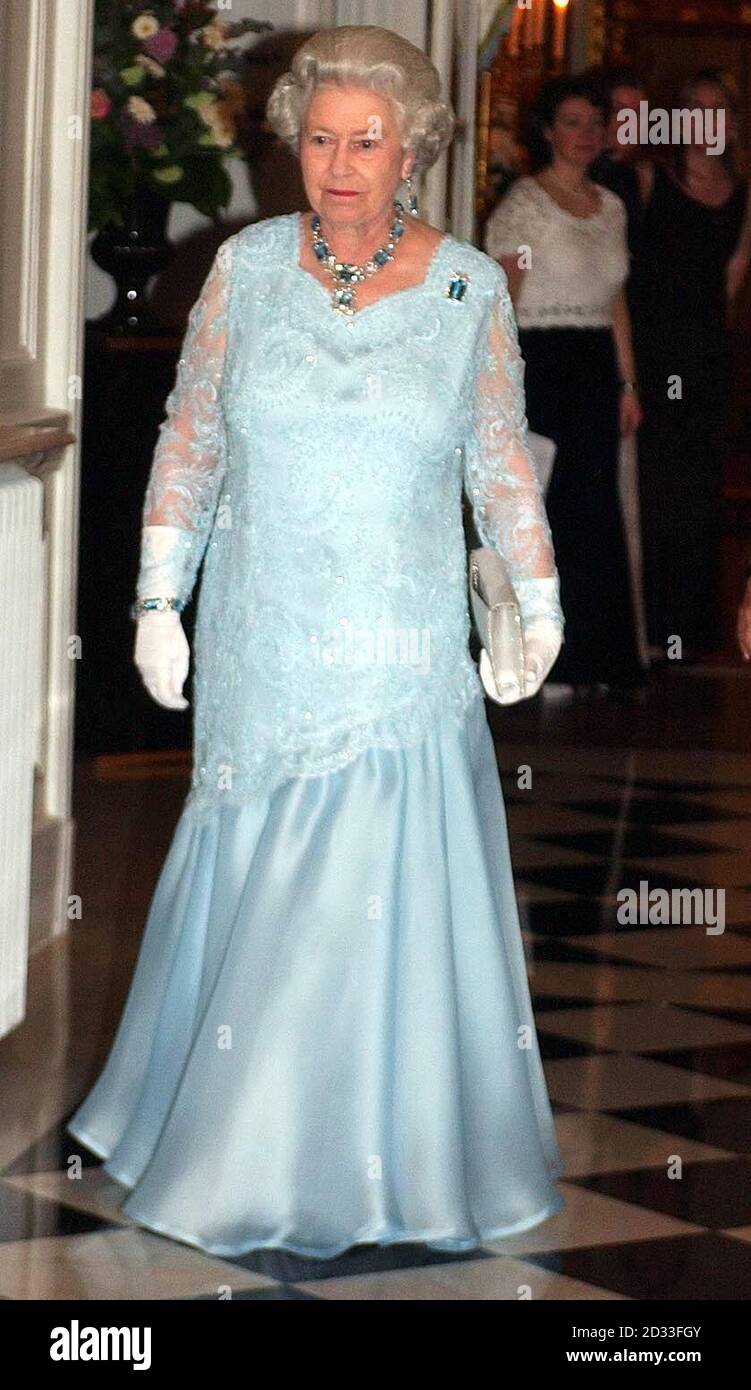 Britain's Queen Elizabeth II arrives at the ambassador's residence for ...