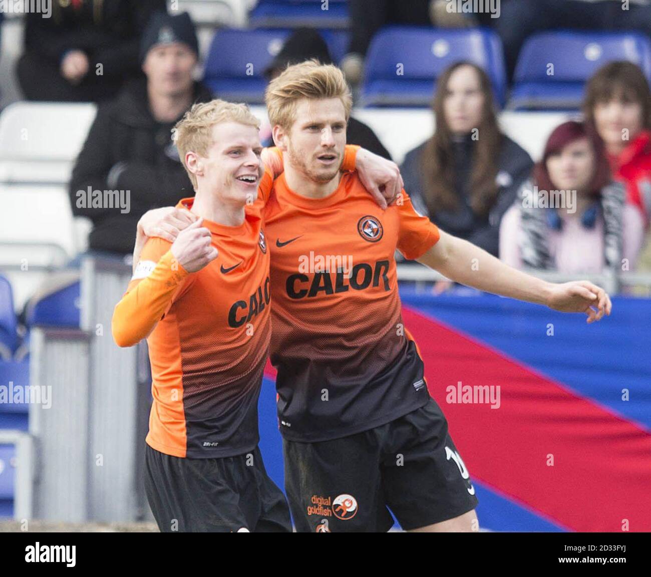 Dundee United's Stuart Armstrong (right) celebrates his goal with Gary ...