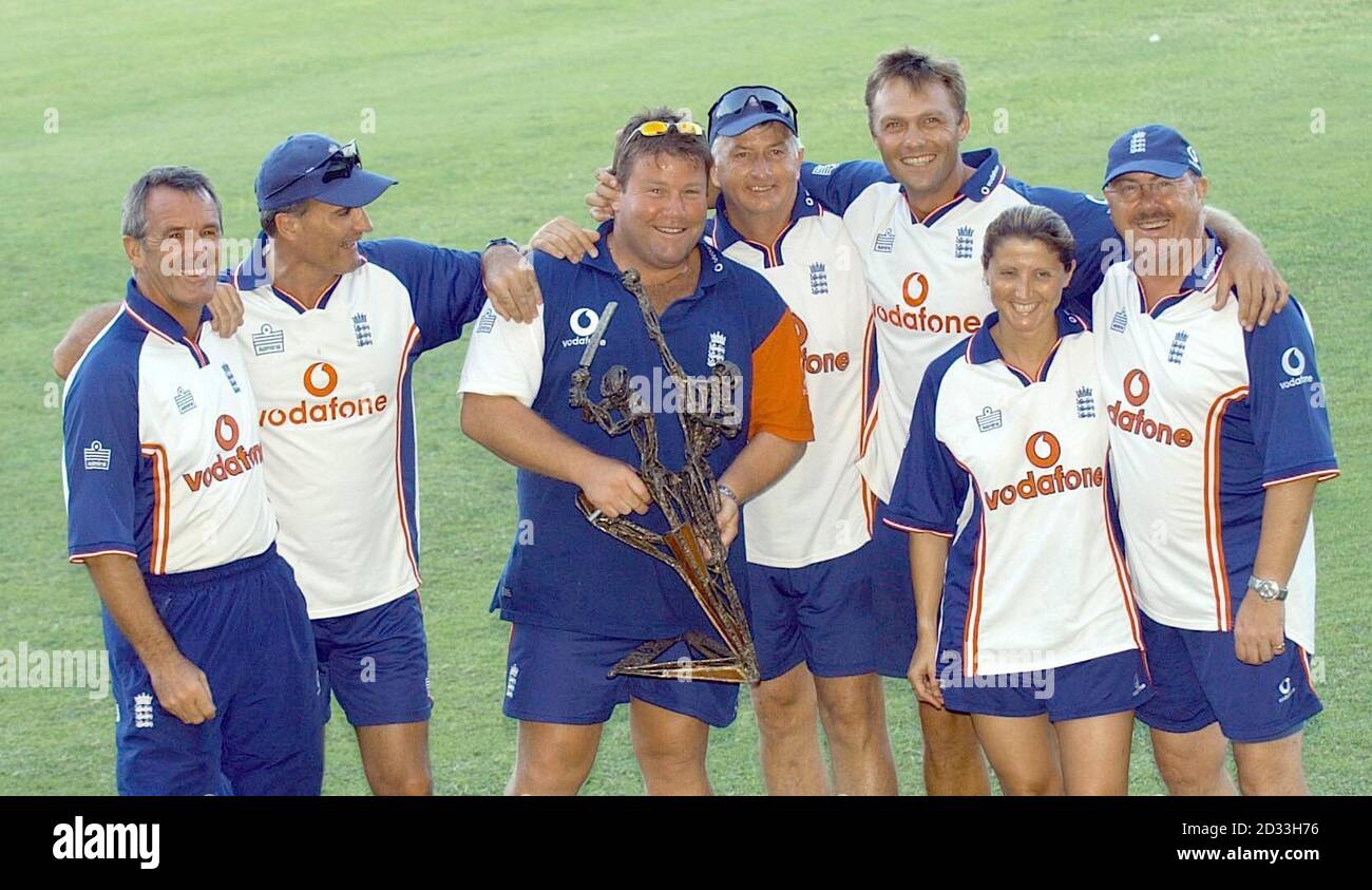 England backroom Test staff: (l/r) Phil Neale, Tim Boon, Dean Conway ...