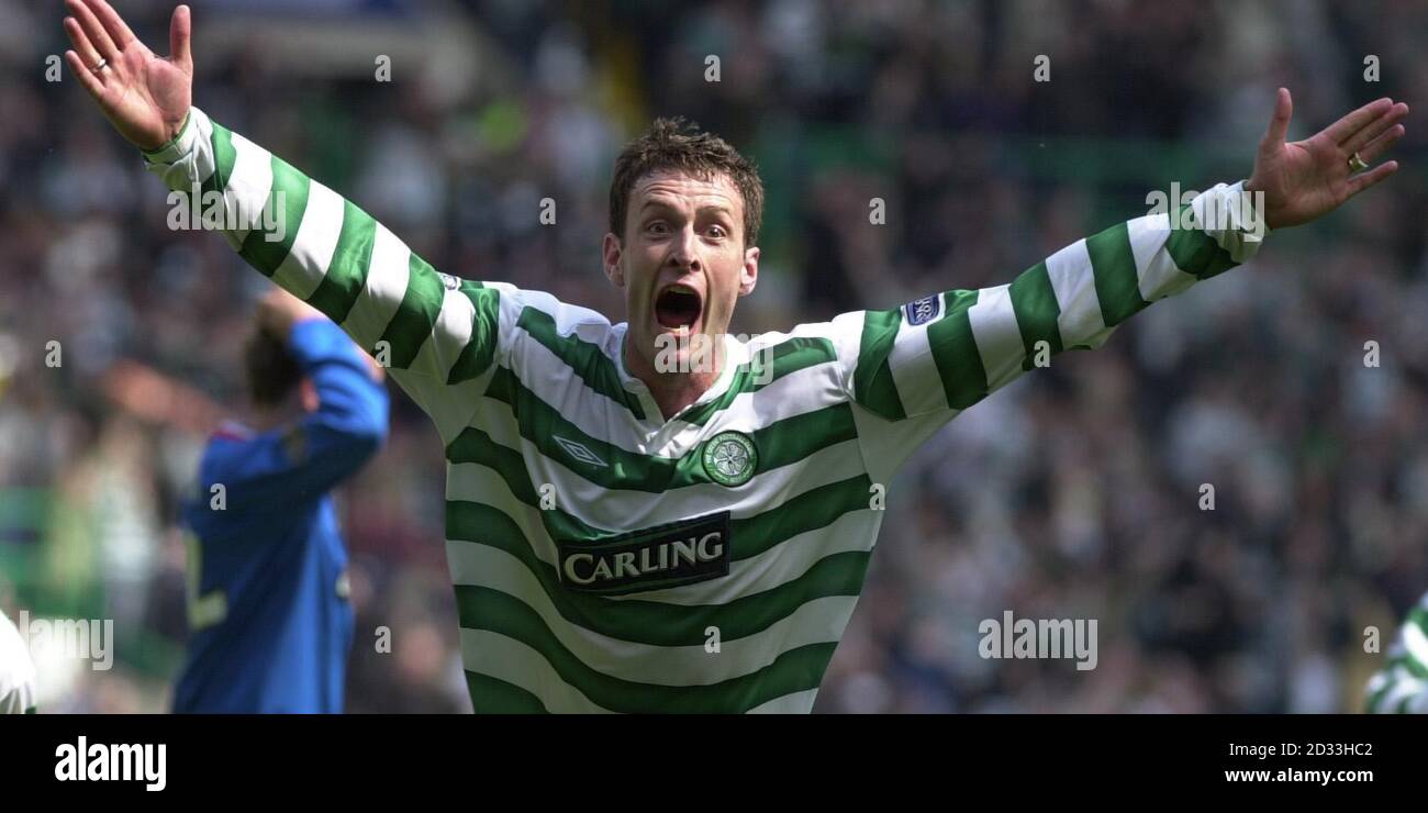 Celtic's Chris Sutton celebrates scoring against Rangers during their ...