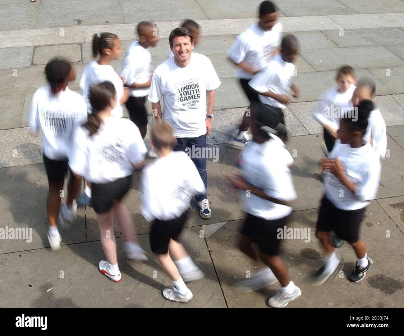 Lord Sebastian Coe conducts a training session in Trafalgar Square ...