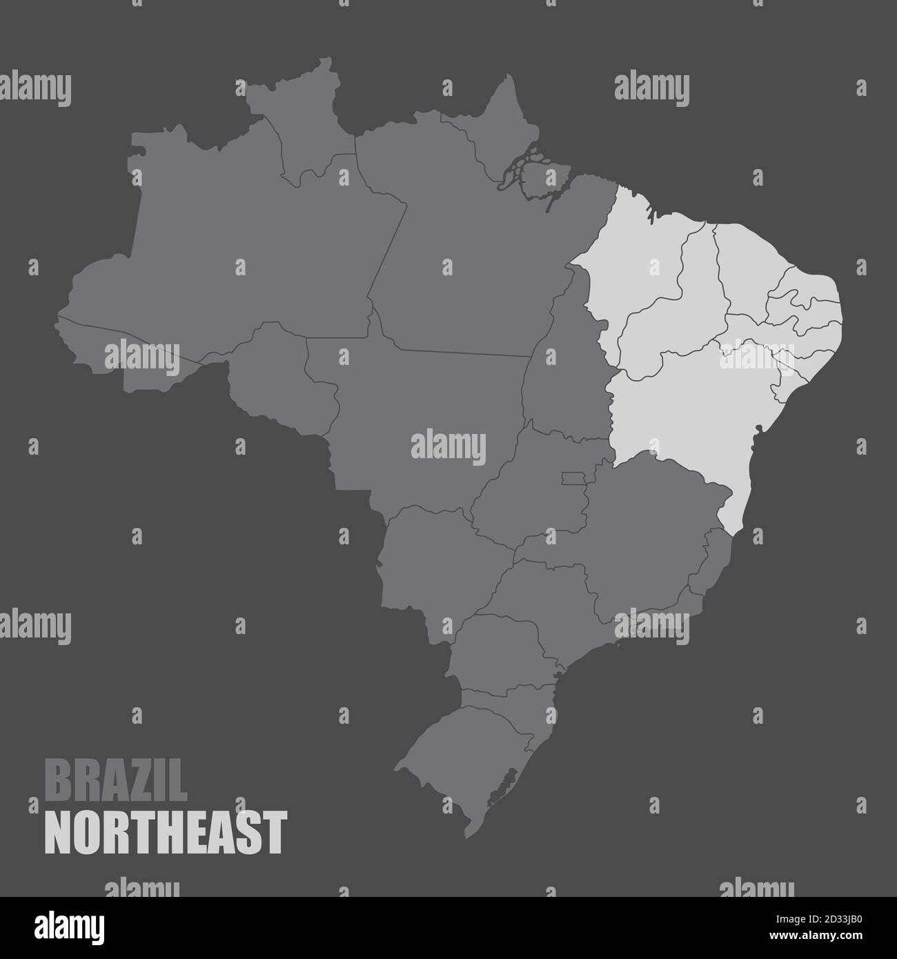 Brazil Northeast Region map Stock Vector Image & Art - Alamy