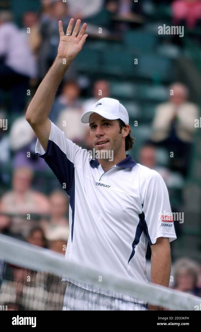 Great Britain's Greg Rusedski smiles after defeating Davide Sanguinetti ...
