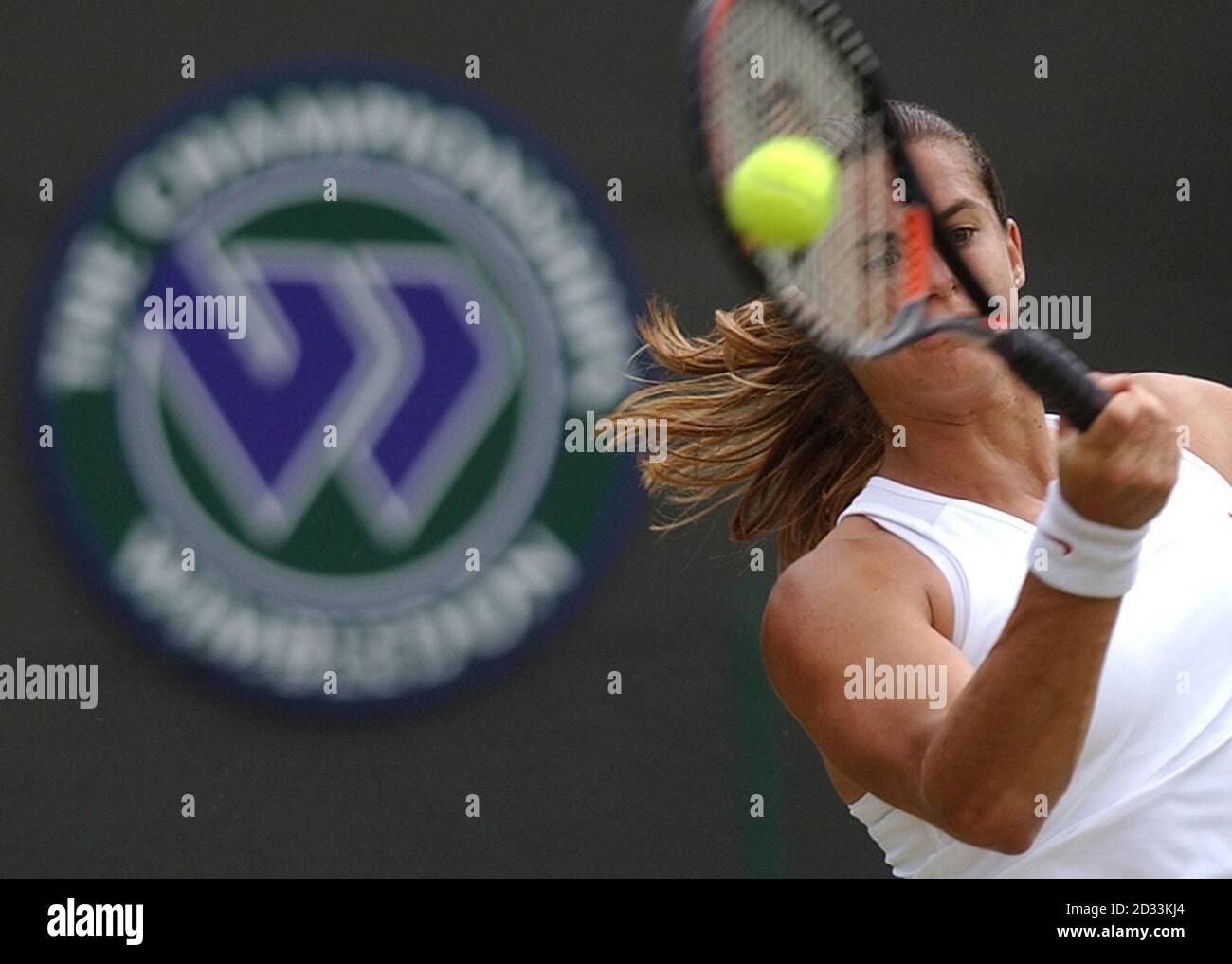 Amelie Mauresmo from France in action against Ludmila Cervanova from ...