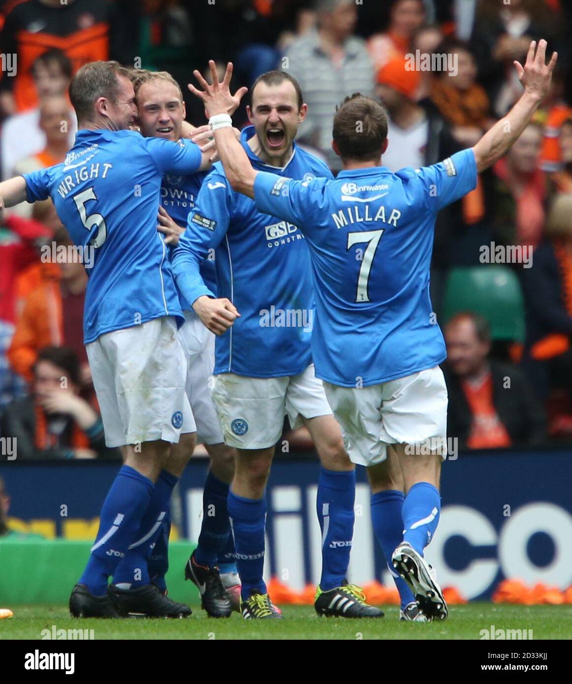 St Johnstone's Steven Anderson celebrates scoring during the William ...
