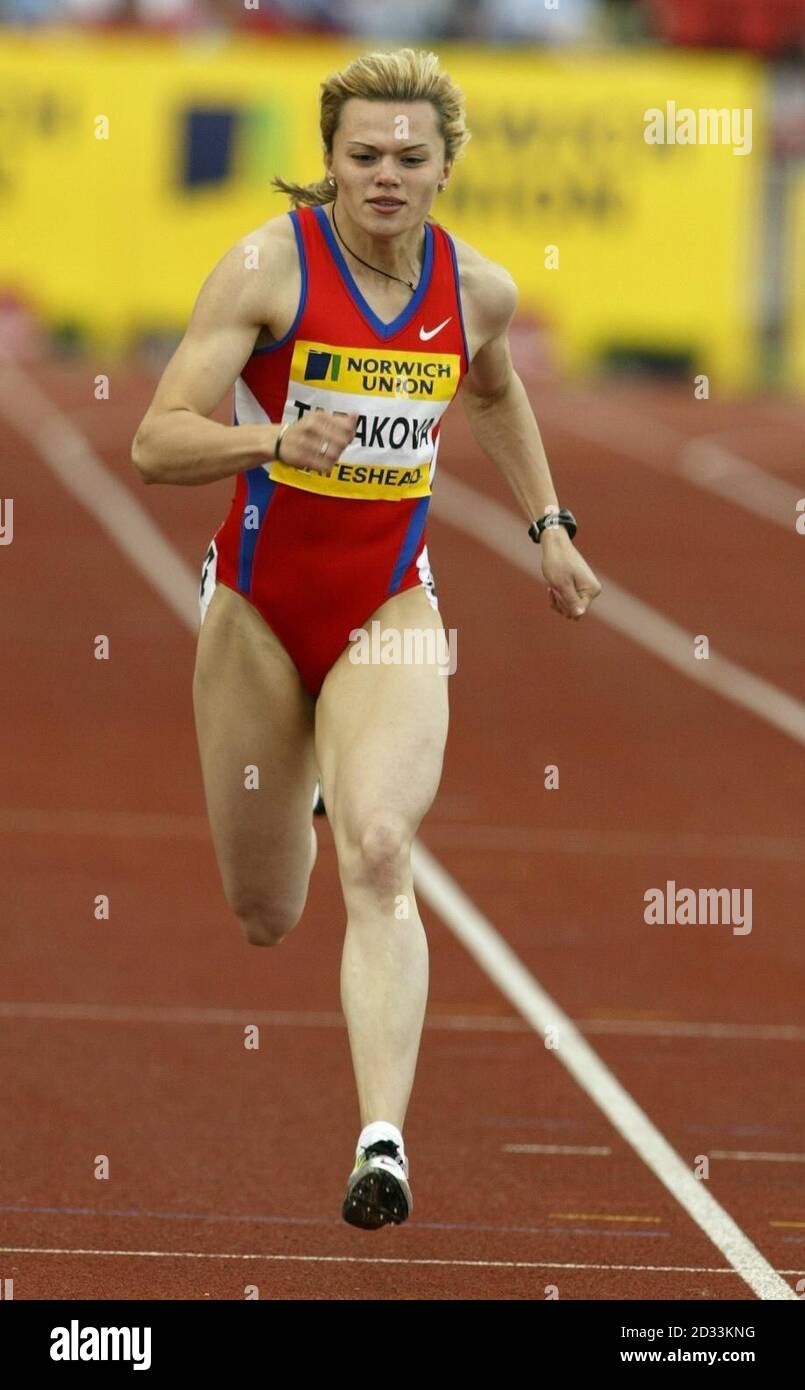 Russian sprinter Yuliya Tabakova in action during the Norwich Union ...