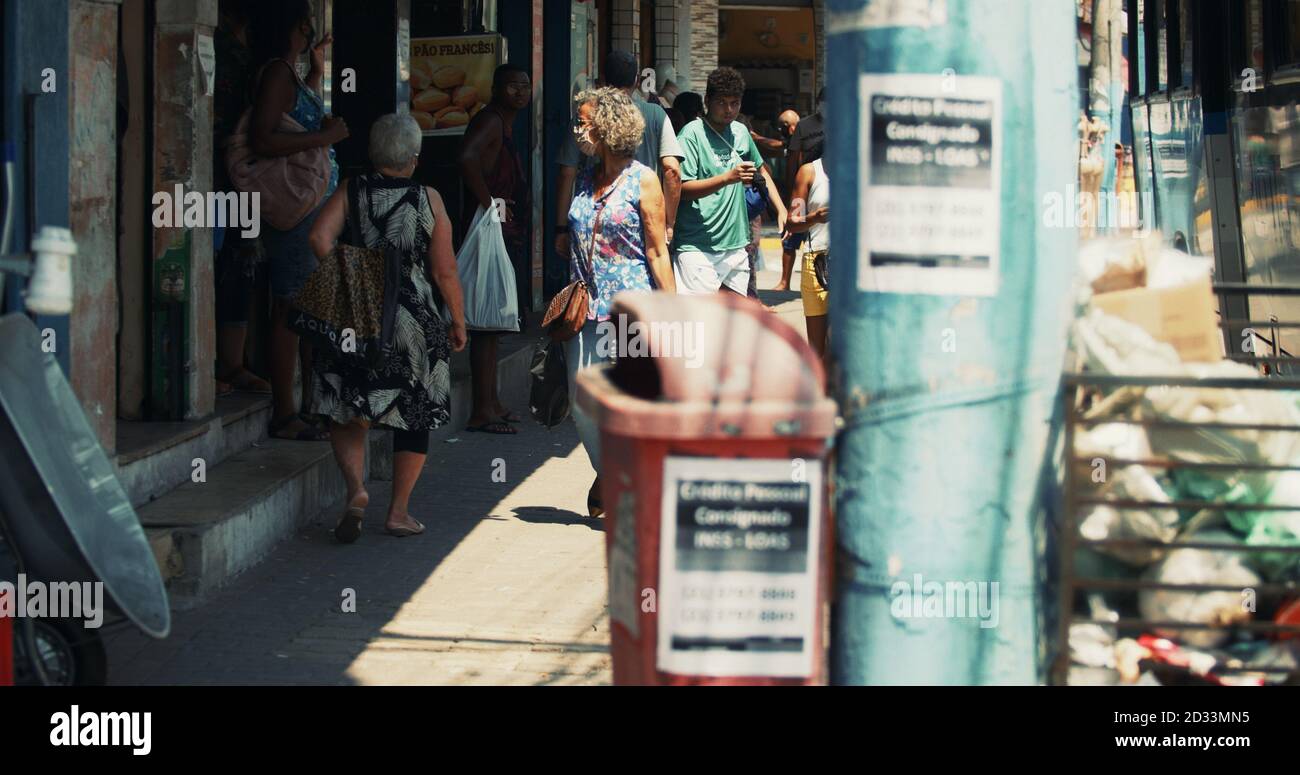RIO DE JANEIRO, BRAZIL - Oct 03, 2020: Peple walking on the streets of ...