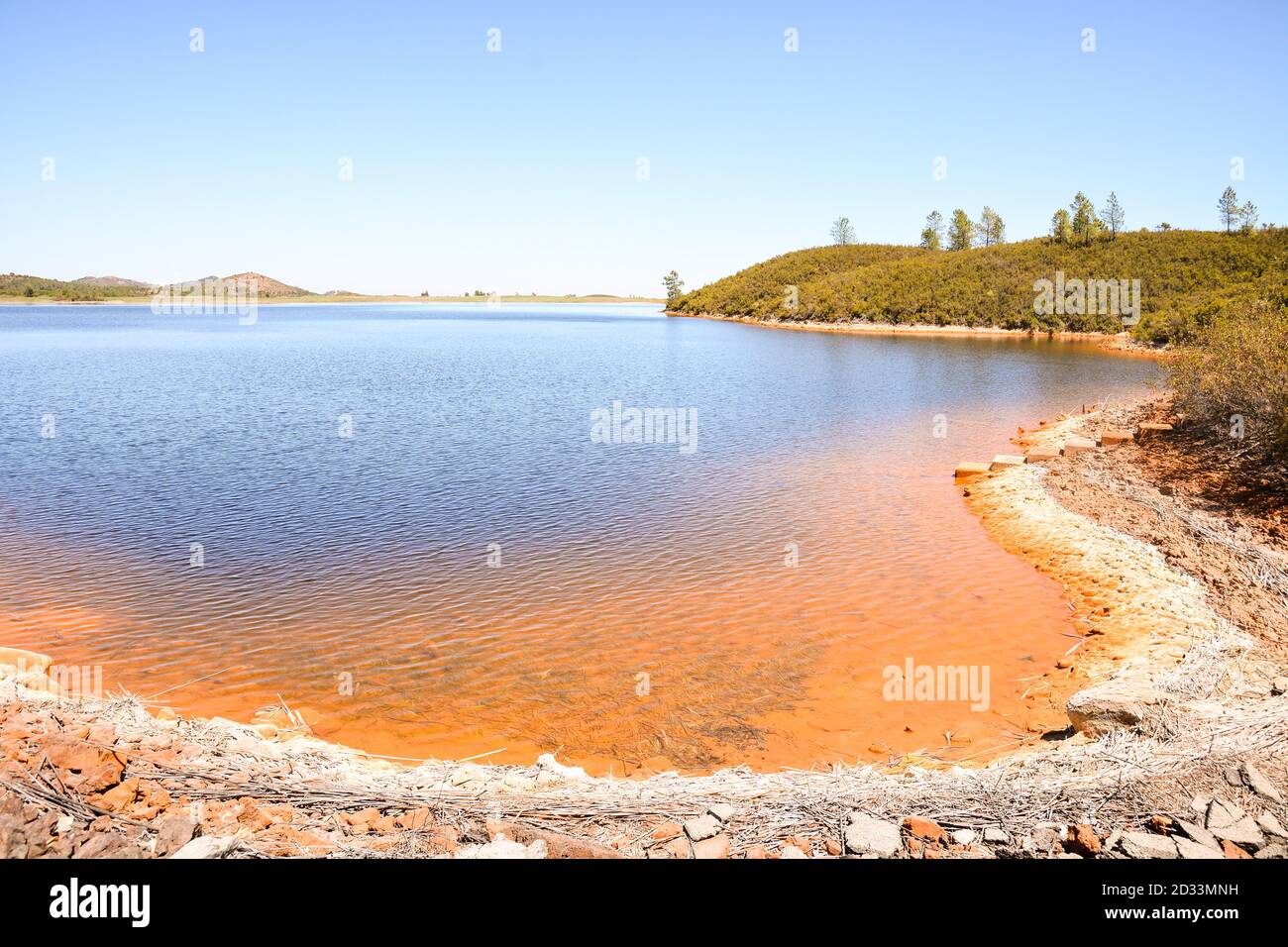 red polluted lake Stock Photo - Alamy
