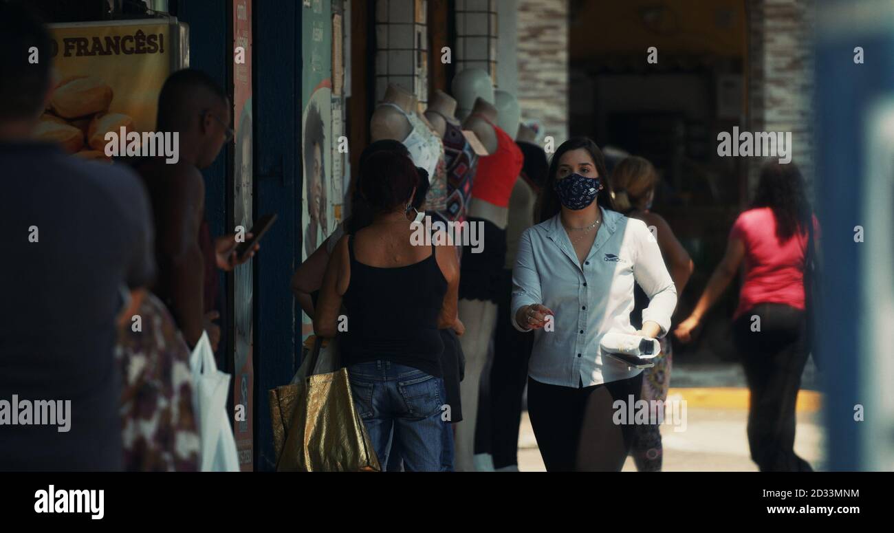 RIO DE JANEIRO, BRAZIL - Oct 06, 2020: People walking on the streets of ...
