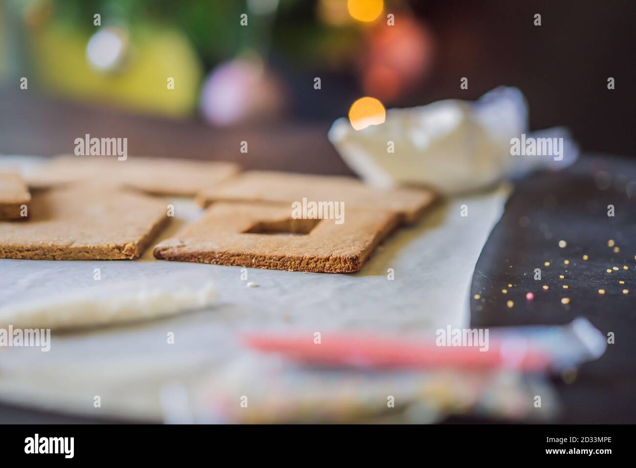 details of the Gingerbread House for homemade closeup Stock Photo - Alamy