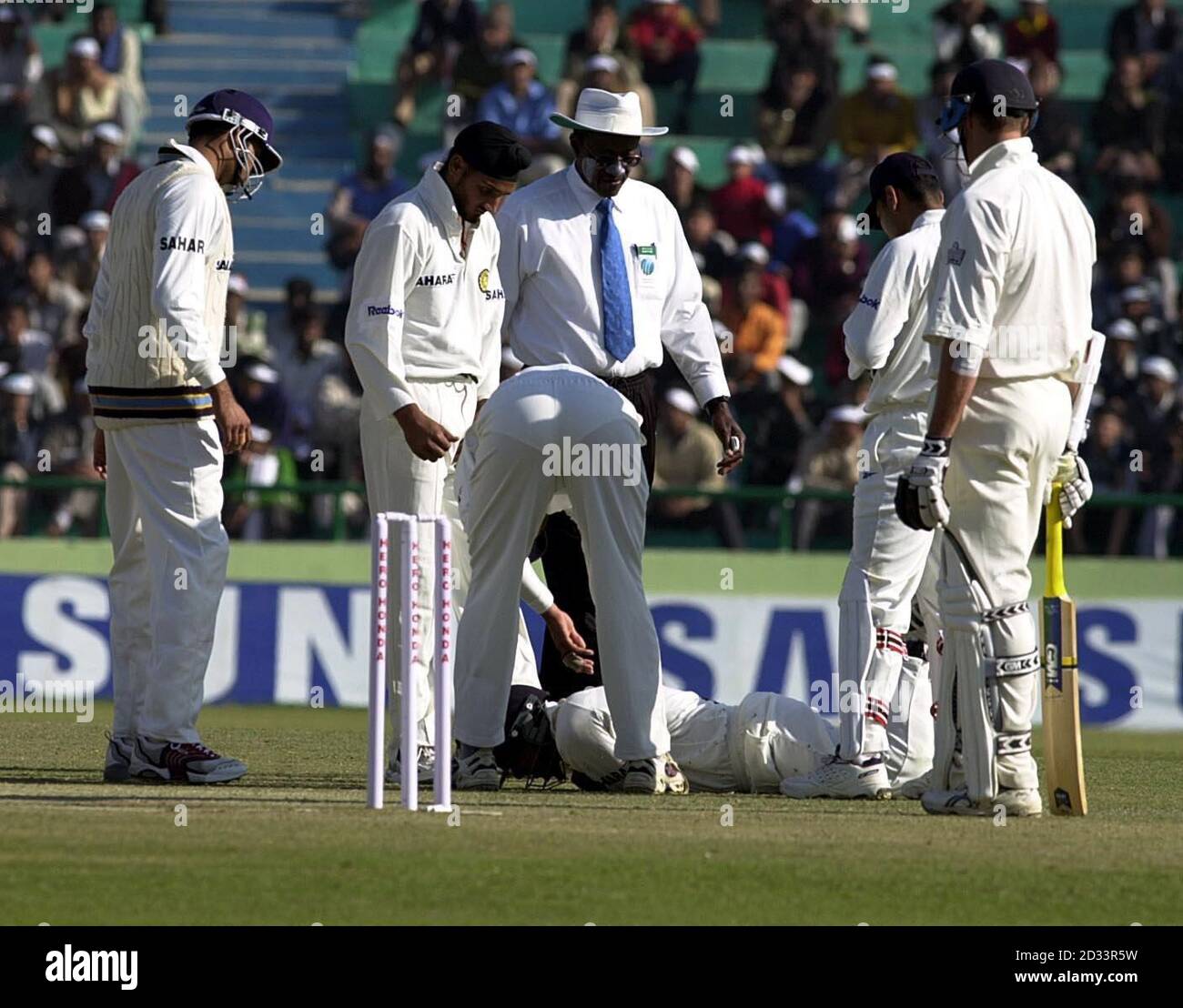 India fielder SS Das is hit by a sweep shot from England's Marcus ...