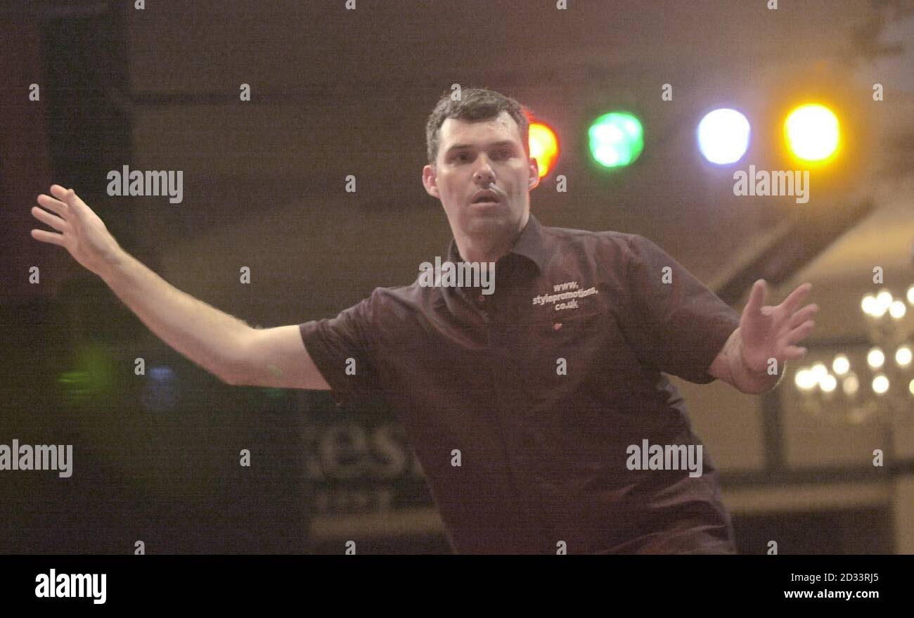 Tony David from Australia celebrating his win over Martin Adams during ...