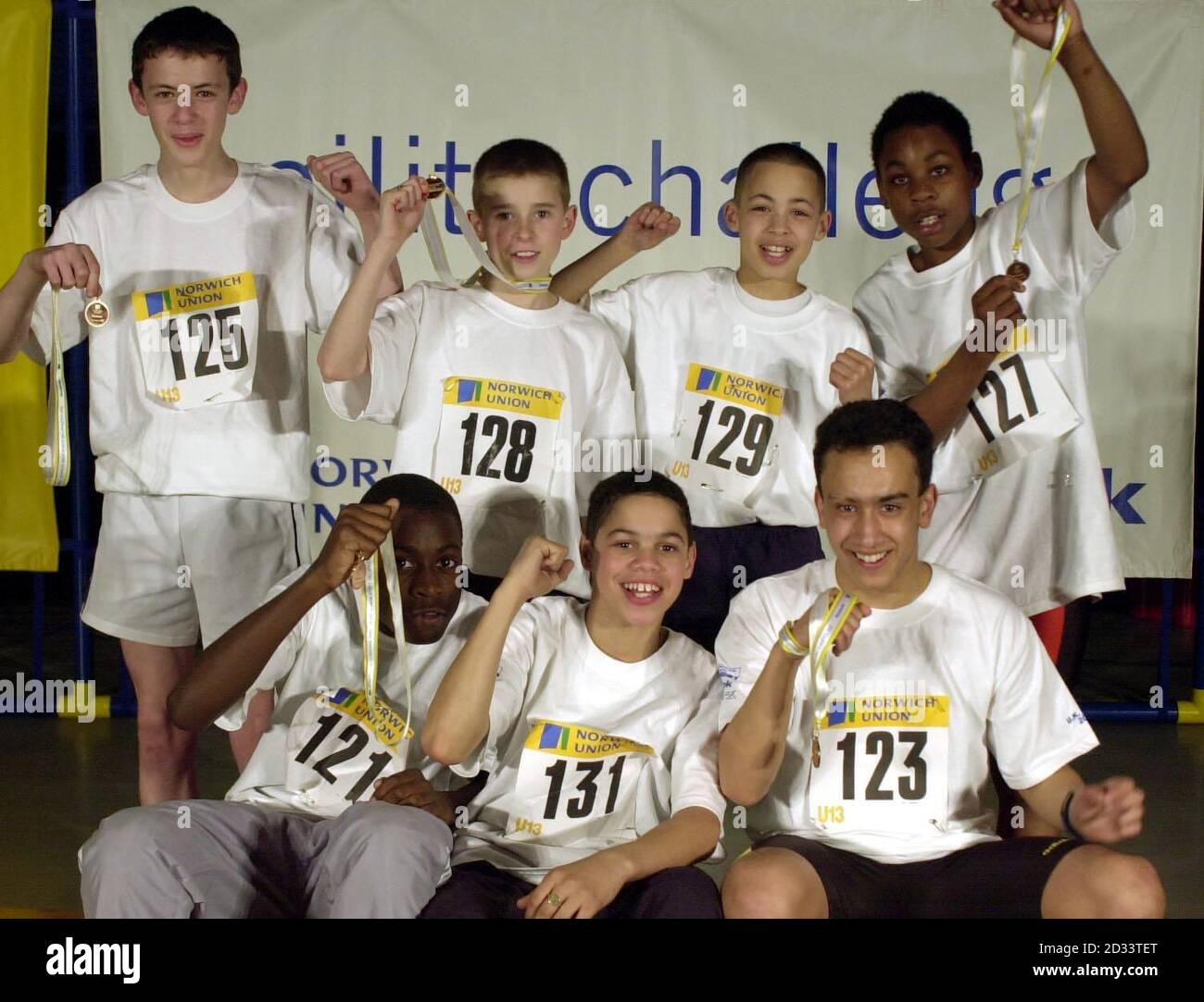 The Under-13 boys team from Birmingham celebrate after coming second in ...