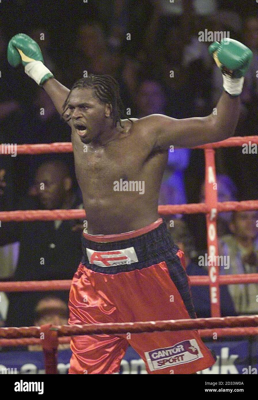 Britain's Audley Harrison celebrates his second round knock-out of ...