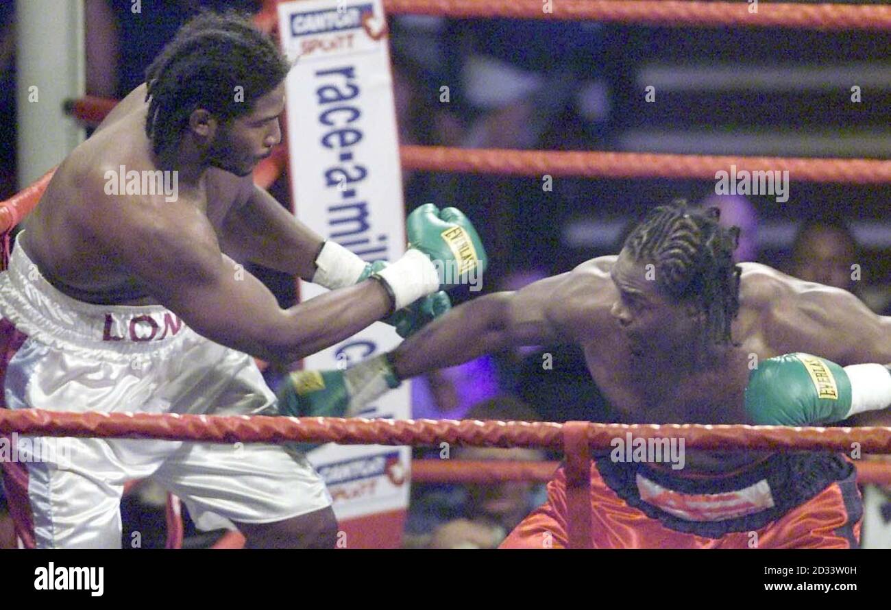 Britain's Audley Harrison (right) and American Julius Long during their ...