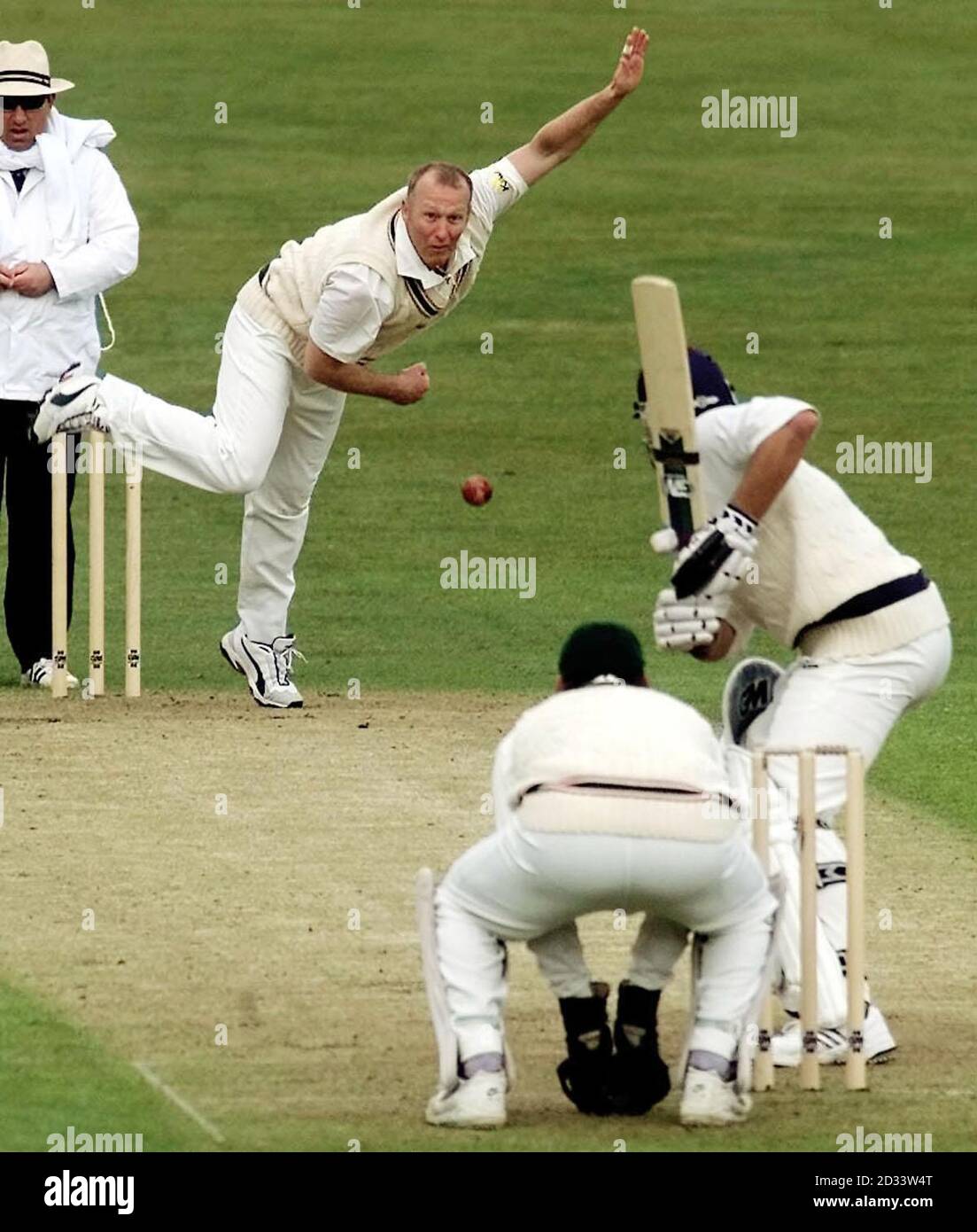 Leicestershire's Vince Wells bowls to Yorkshire's Matthew Lumb during ...