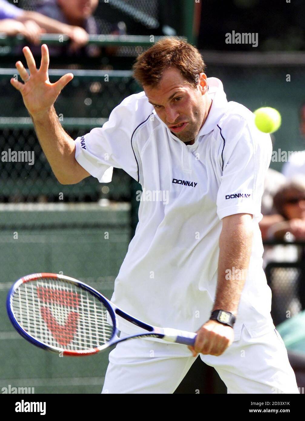 Great Britain's Greg Rusedski plays a backhand during his 1st round ...
