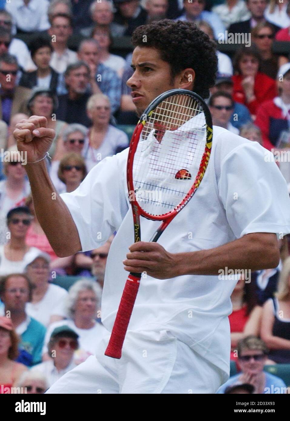 EDITORIAL USE ONLY, NO COMMERCIAL USE. Andre Sa from Brazil punches the ...