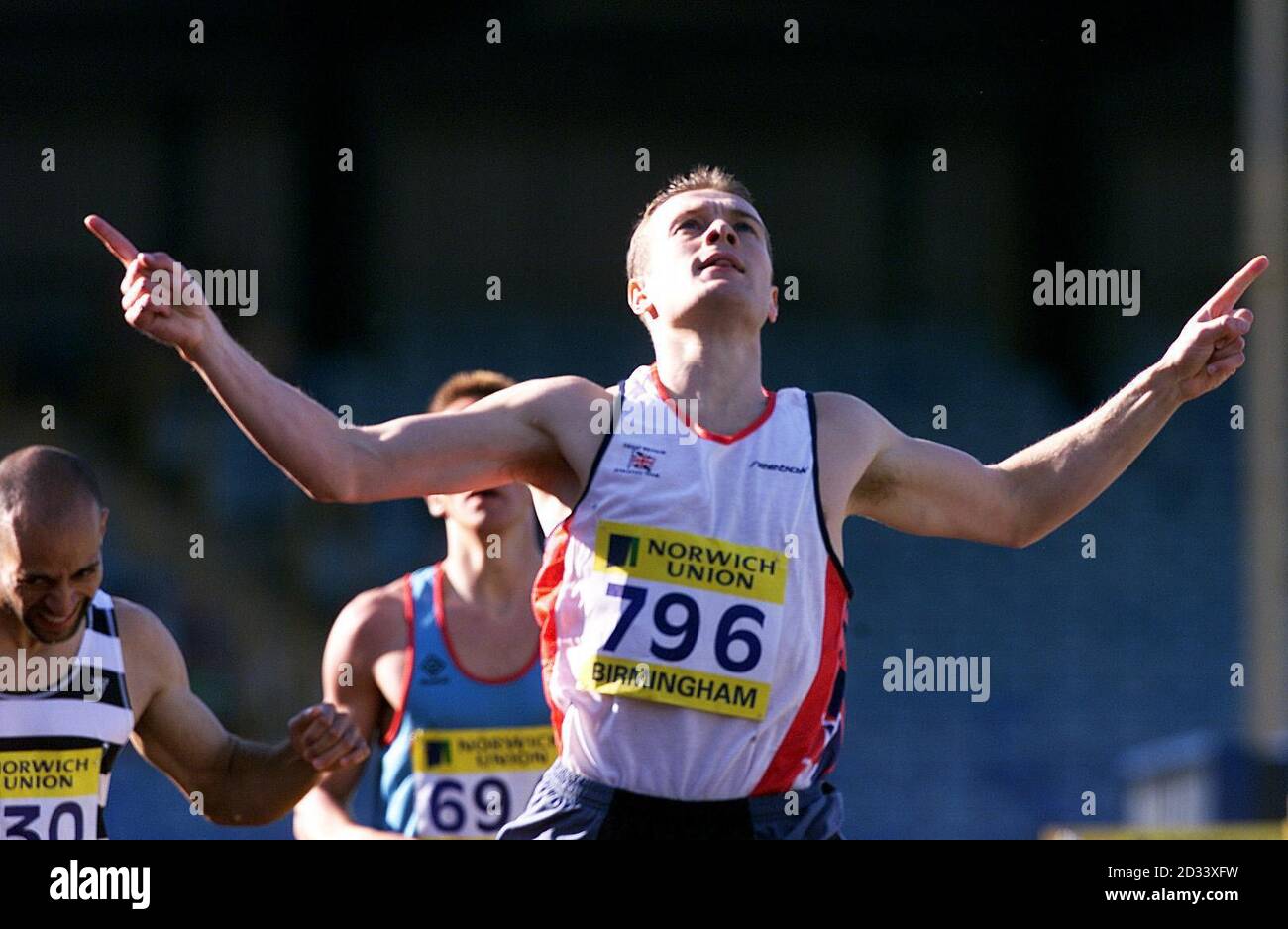 James Mcilroy from WSE Hounslow celebrates winning the mens 800 meters ...