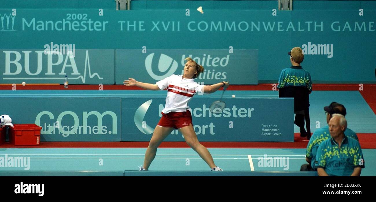 England's Tracey Hallam in action against Nigeria's Grace Damiel ...