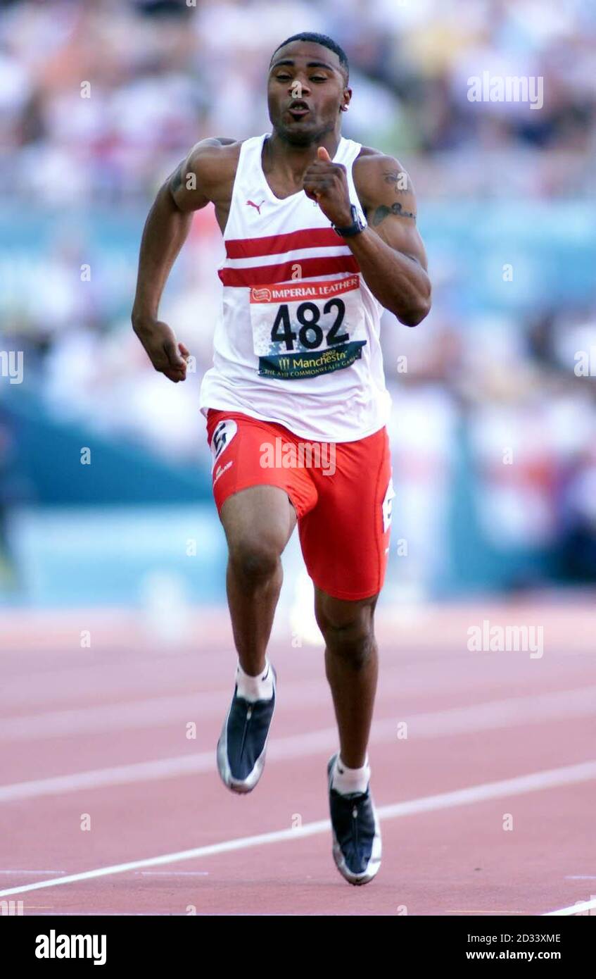 Mens 100 metres semi final commonwealth stadium hi-res stock ...