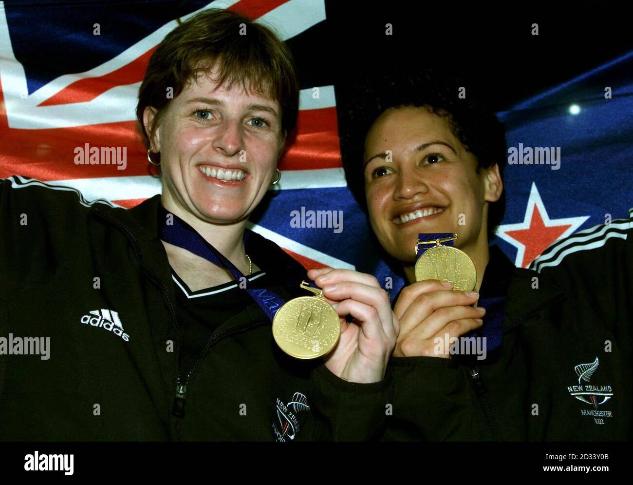 New Zealand pair Carol Owens (left) and Leilani Rorani celebrates ...