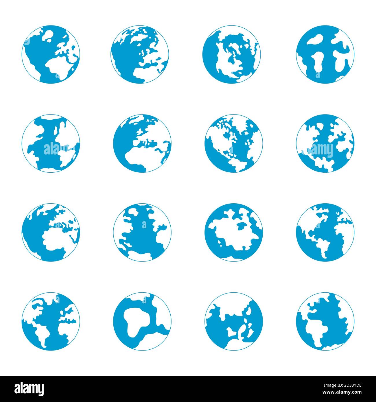 Set. Earth Icon Vector. Simple flat symbol. Perfect blue pictogram on ...