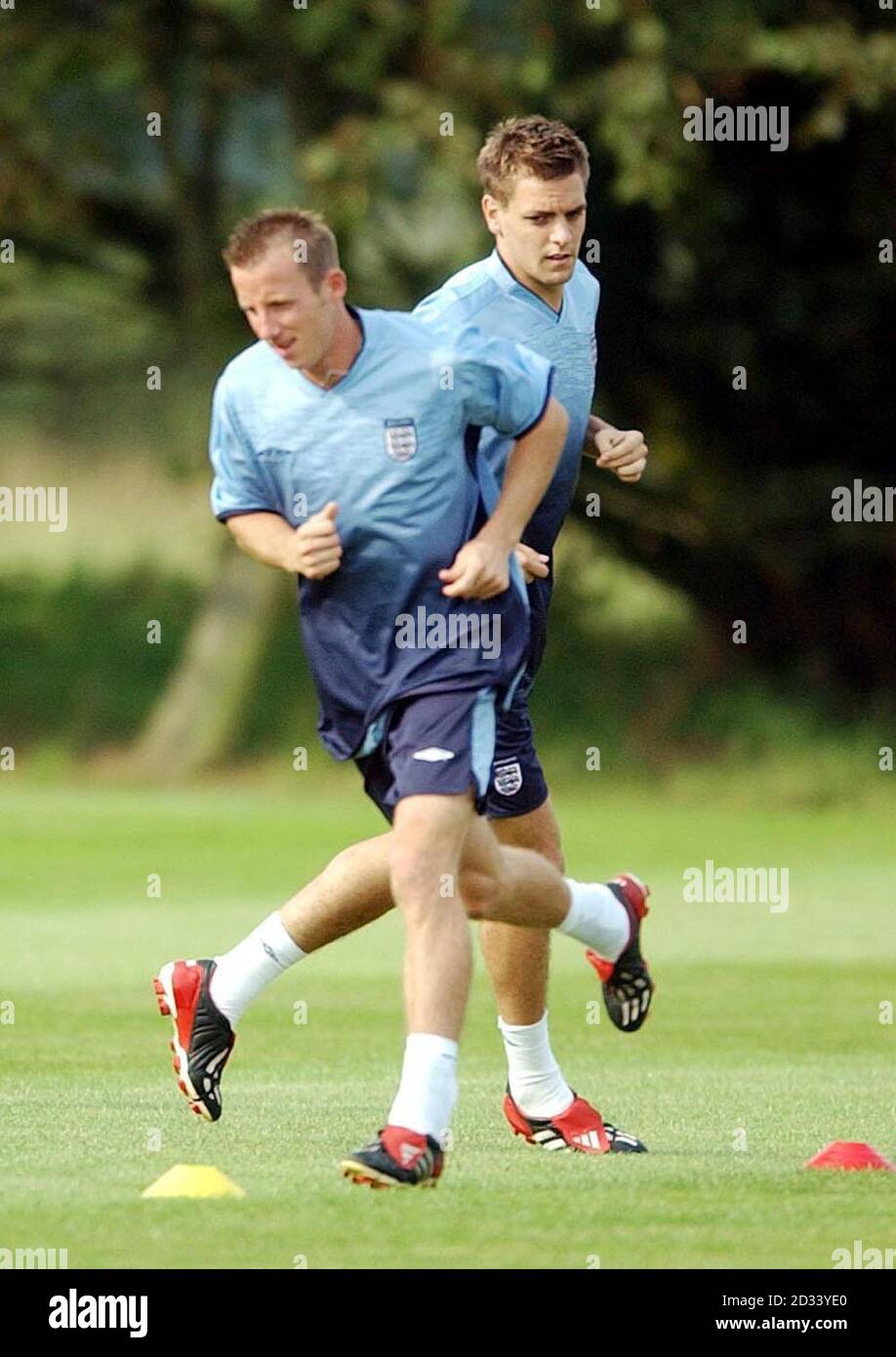 Jonathan woodgate and lee bowyer during training at bodymoor heath hi ...