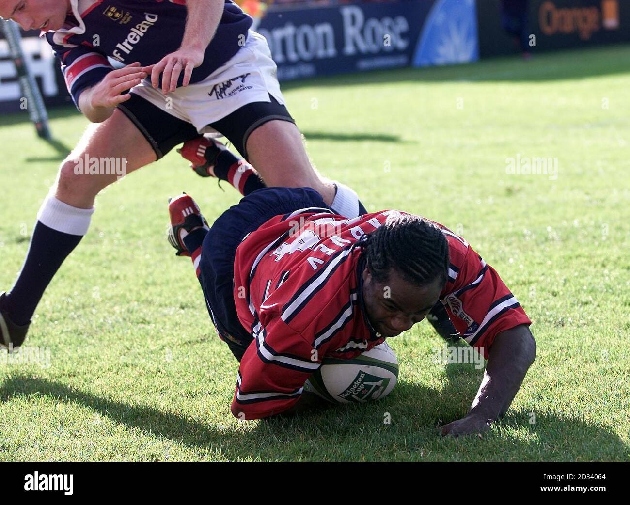 To score their first try during the heineken cup hi-res stock ...