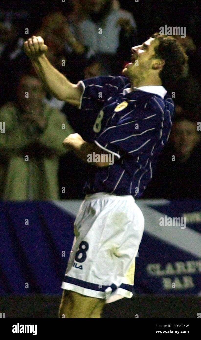 Scotland's Stephen Crawford celebrates his goal against Canada in their ...