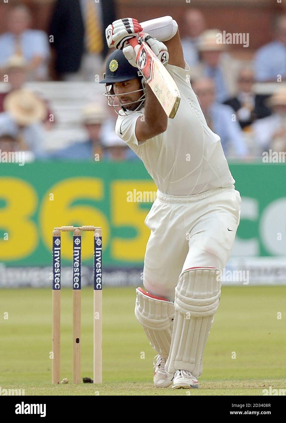 India's Cheteshwar Pujara bats during day one of the second test at ...