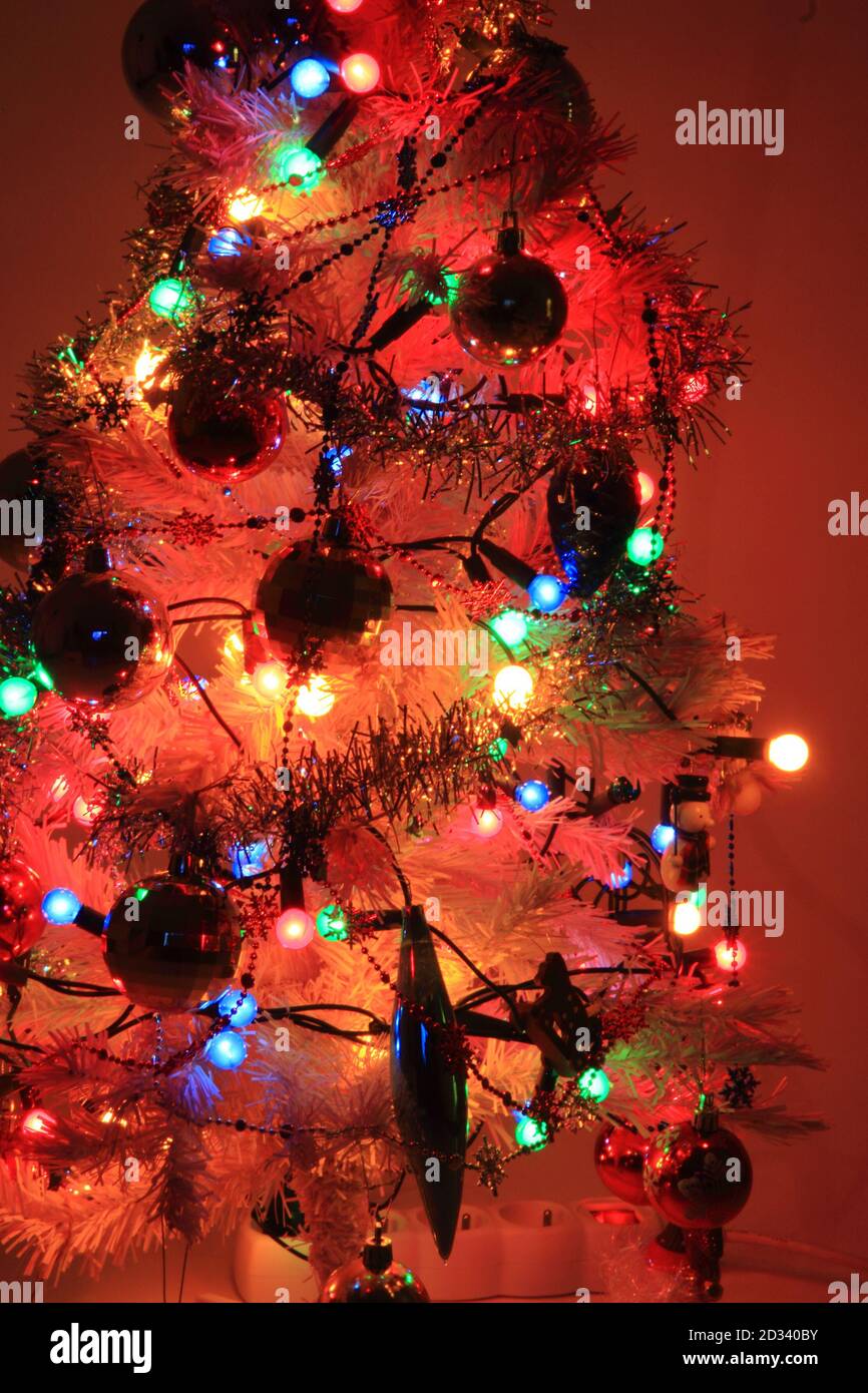christmas tree from the color lights in the night Stock Photo - Alamy