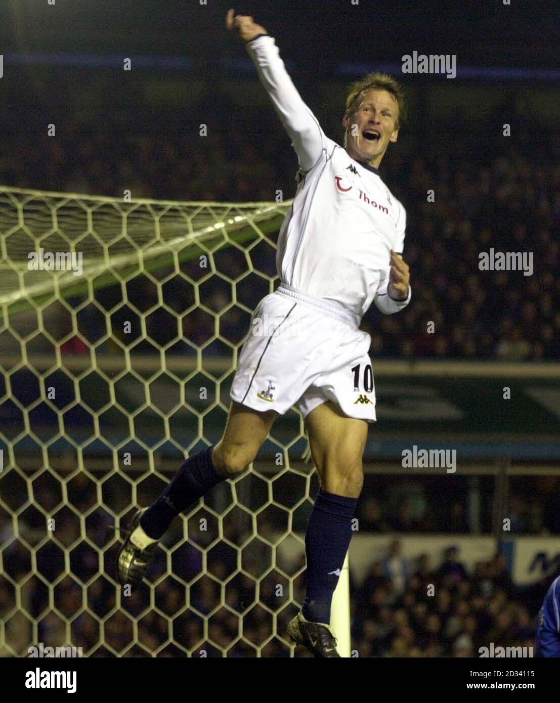 Tottenham Hotspur's Teddy Sheringham celebrates after scoring, during ...